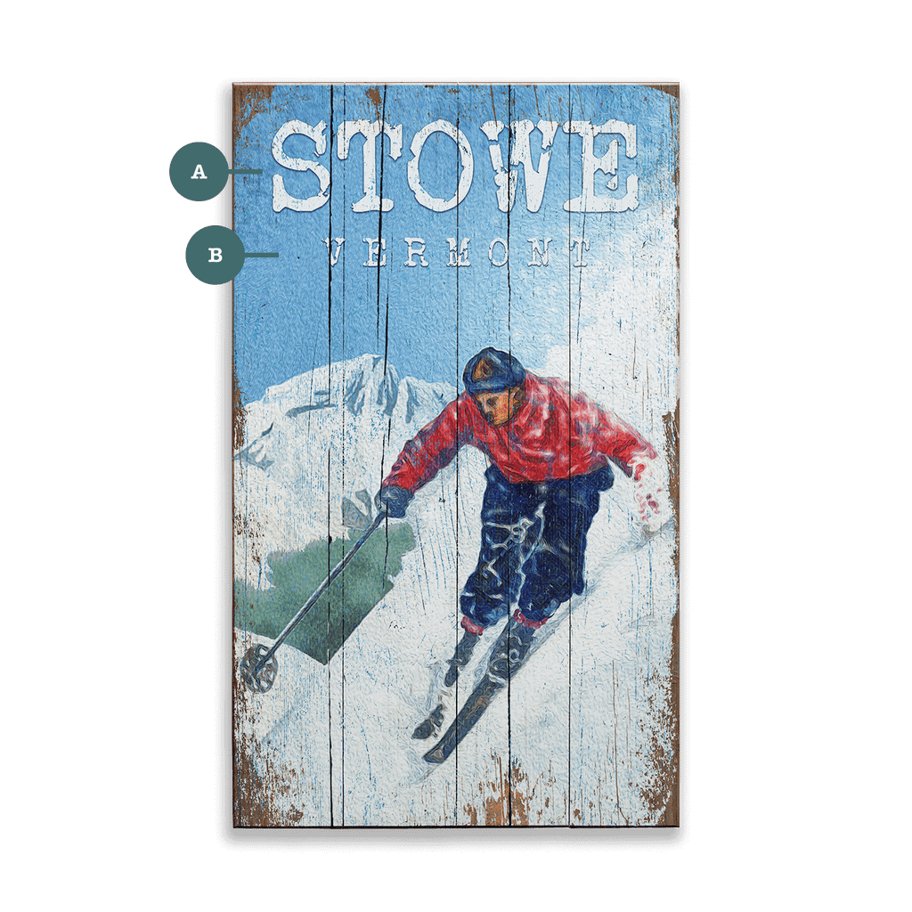 Ski Stowe Vermont - Wood & Metal Wall Art – Old Wood Signs Wholesale