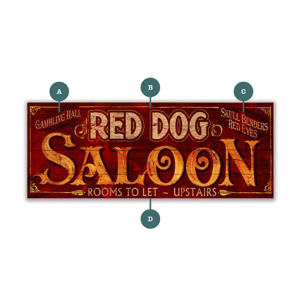 Red Dog Saloon - Wood & Metal Wall Art – Old Wood Signs Wholesale