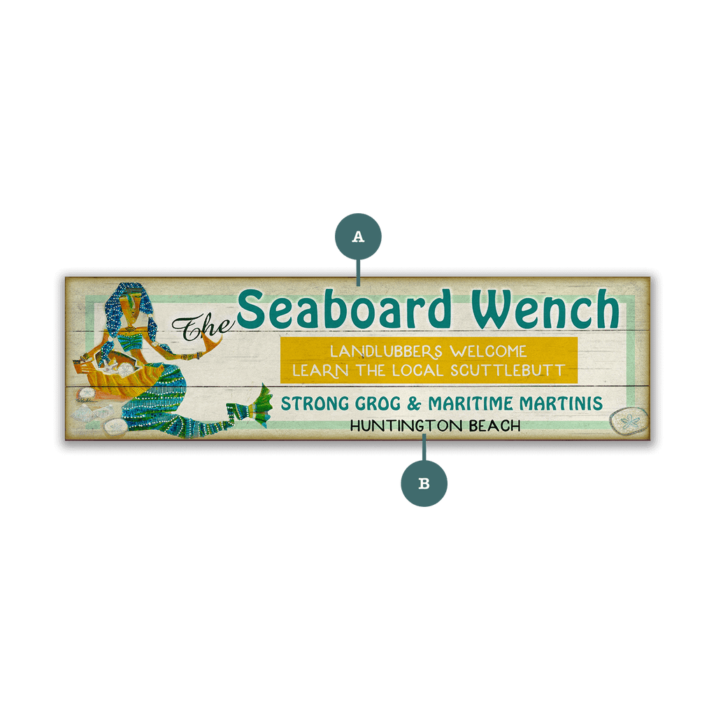 Seaboard Wench - Wood & Metal Wall Art – Old Wood Signs Wholesale